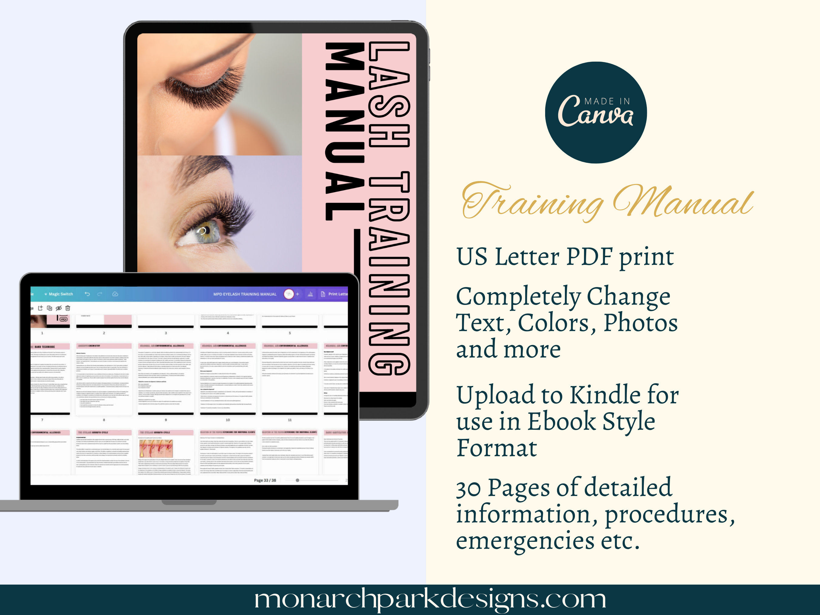 Lash Training Manual , Editable Lash Manual, Guide for Lash Technicians ...