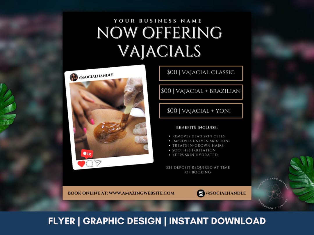 Vajacials Instagram Flyer Template: DIY Spa Marketing, Editable in ...