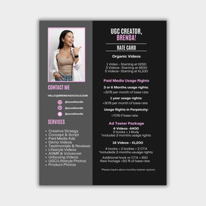 UGC Rate Card, User Generated Content, Influencer Rate Card, Media Kit ...