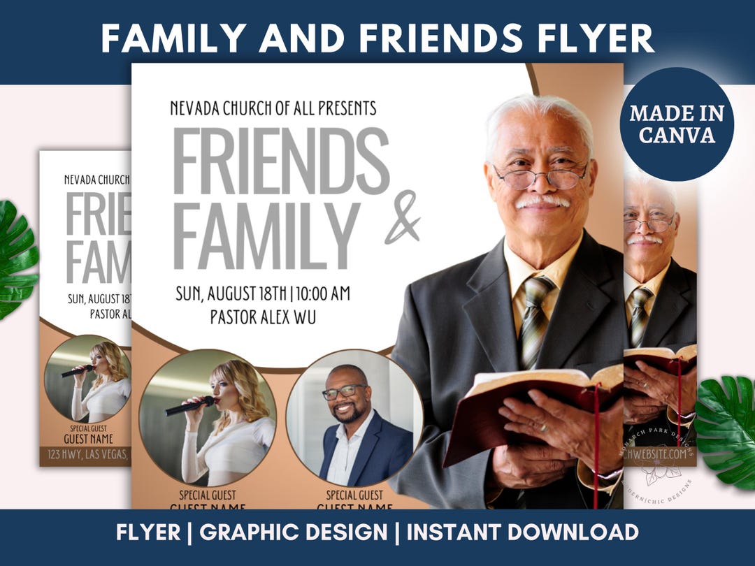 Friends and Family Church Flyer: Elegant Event Template (canva Edit) - Etsy