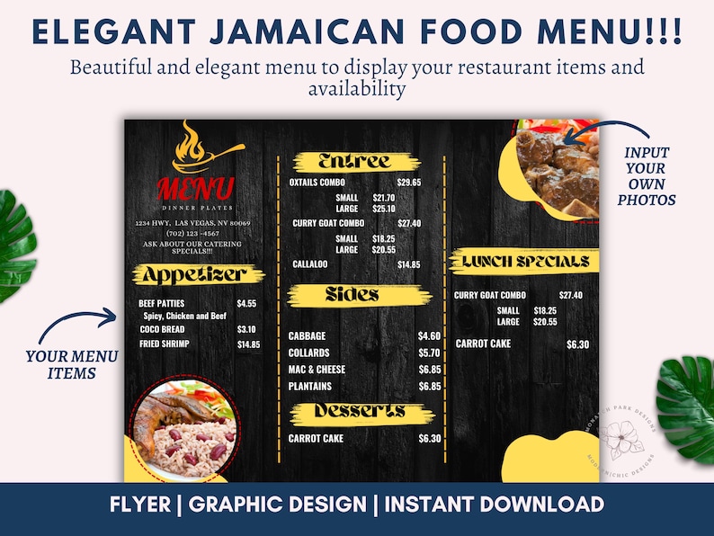 Editable Jamaican Food Menu Template: Restaurant Specials (canva) - Etsy