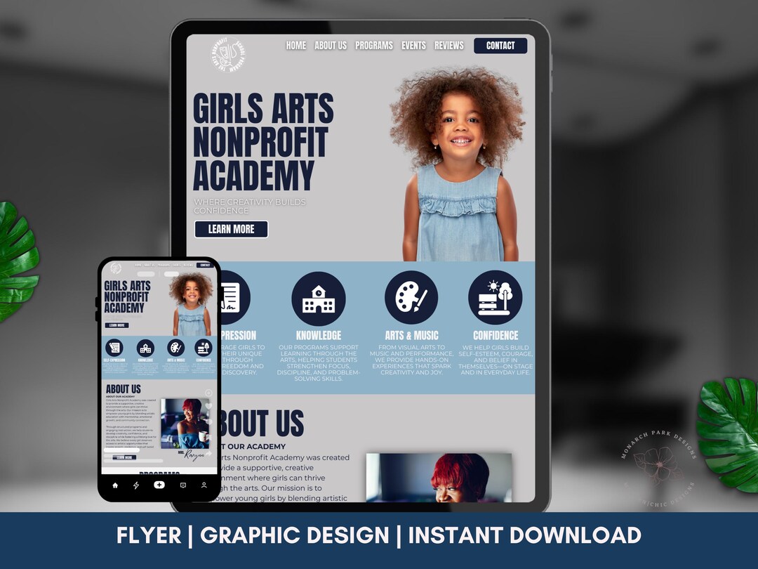 Girls Arts Academy Website Template, Nonprofit Education (canva ...