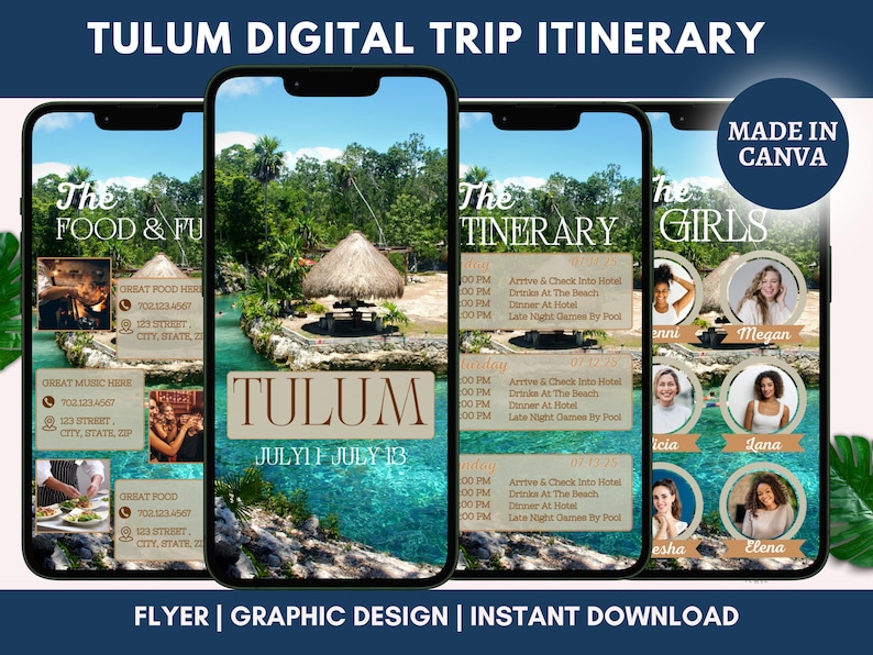 Tulum Girls Trip Itinerary Template: Customizable Digital Schedule ...