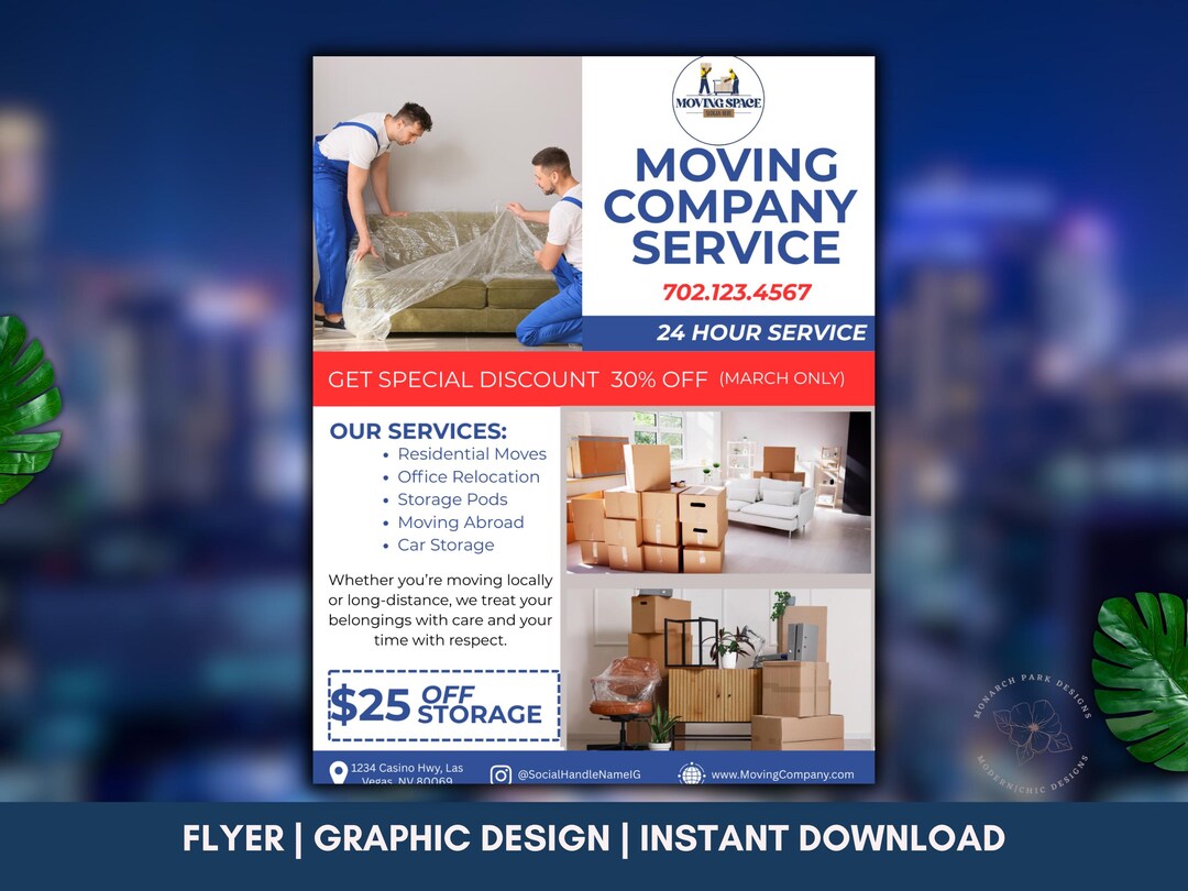Moving Company Flyer Template, Professional Canva Design (M-001) - Etsy