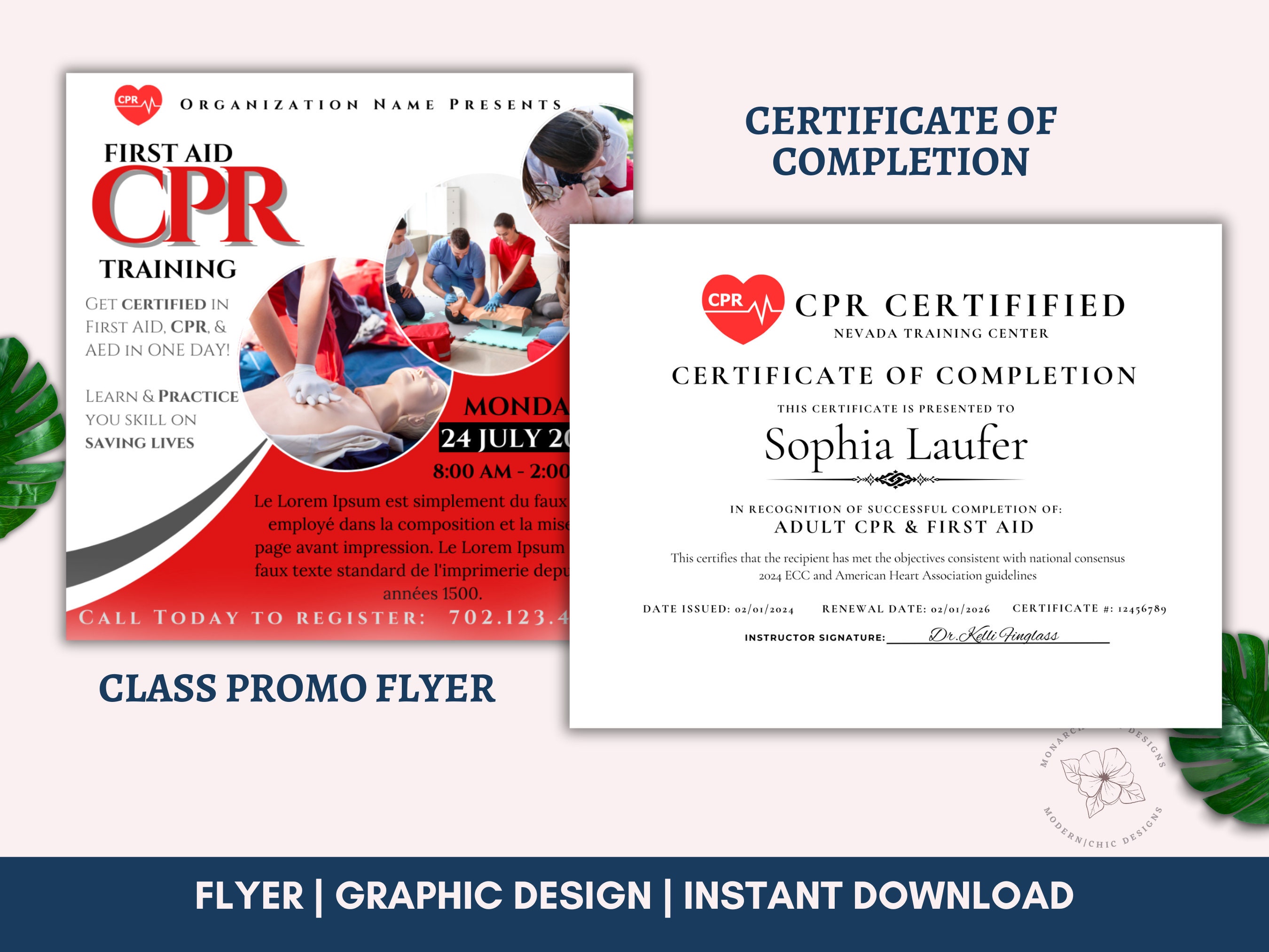 CPR Certificate of Completion and Editable CPR Flyer, First Aid ...
