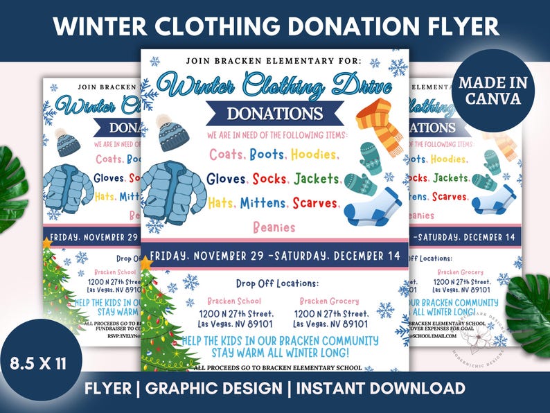 Winter Clothing Drive Flyer, Printable PTA PTO, Charity Church ...