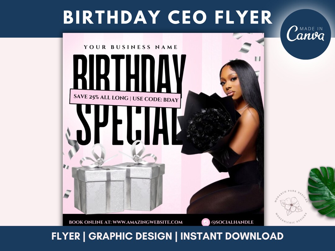 CEO Birthday Flyer, CEO Birthday Special, Discount Flyer, Girl Boss ...