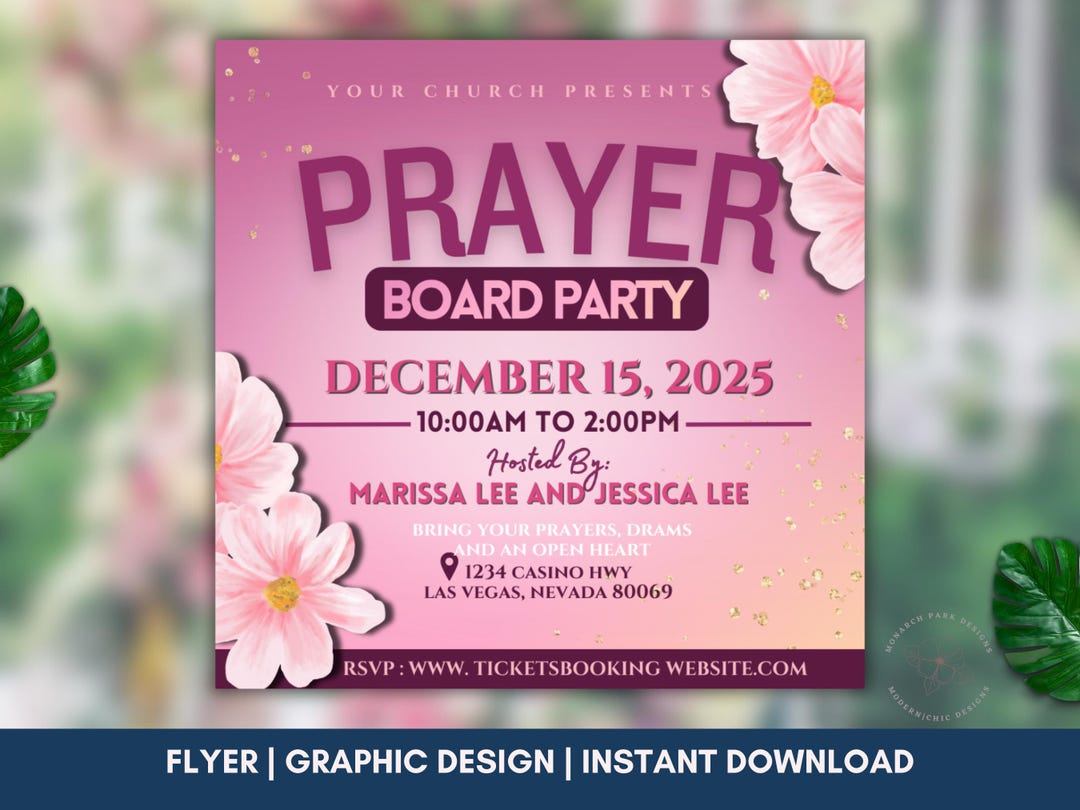 Christian Vision Board Party Flyer, Prayer Board, Canva Template - Etsy