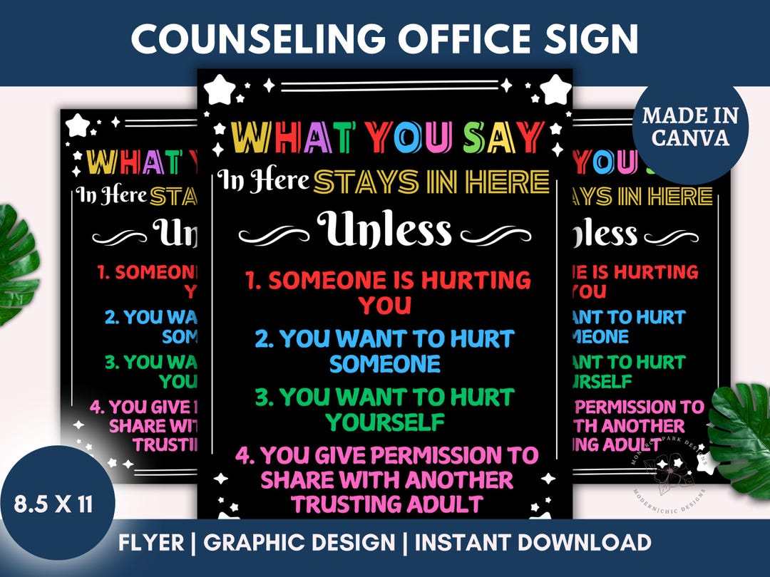 Counseling Office Confidentiality Poster, Counselor Office Decor ...