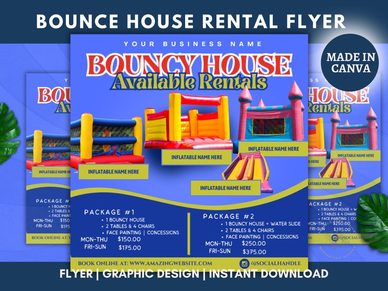Editable Flyer Template, Bounce House Flyer, Kids Bouncy House, Jump ...