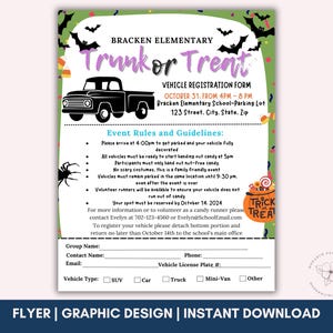 EDITABLE Trunk or Treat Sign up Sheet, Printable Halloween Invitation ...
