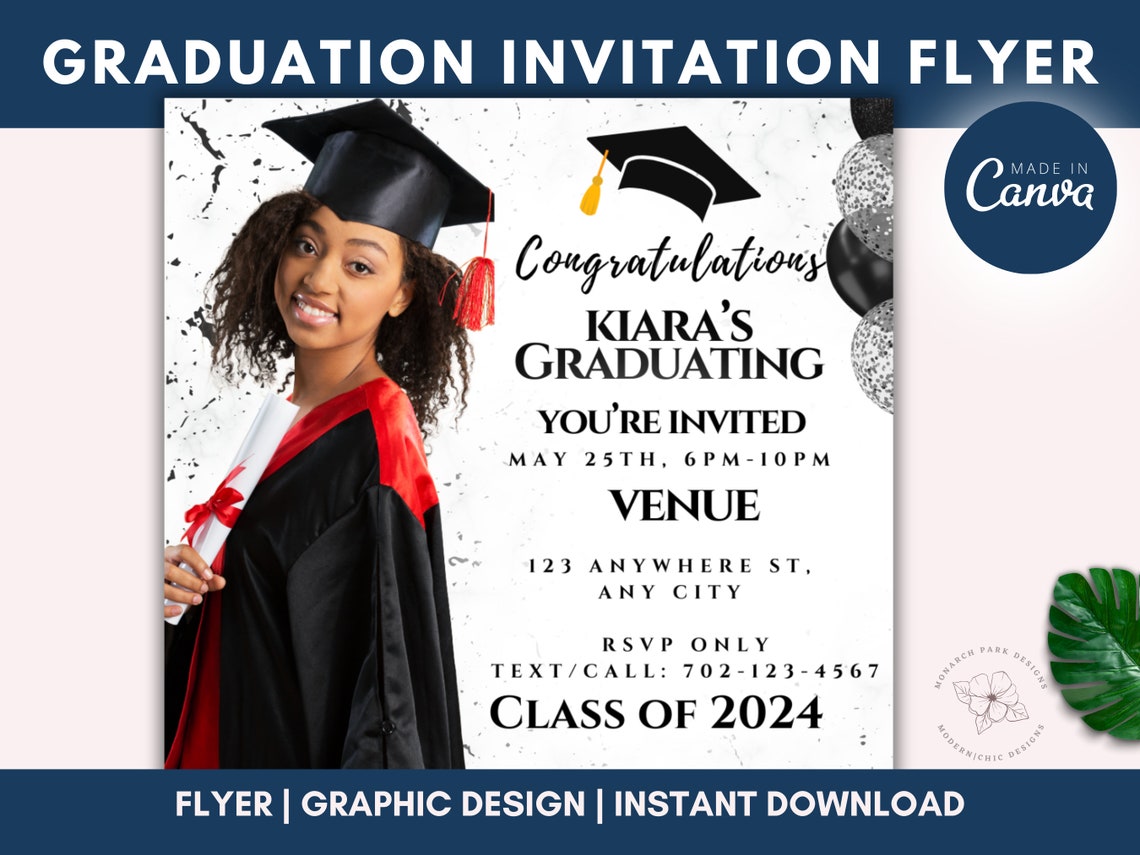 Graduation Flyer, DIY Flyer Template Designs, Grad Announcement Flyer ...