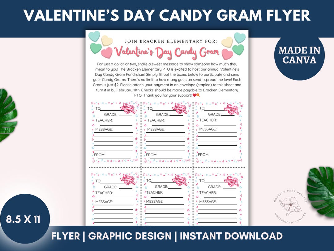 EDITABLE Valentine's Day Candy Gram Flyer, Nonprofit Fundraiser ...