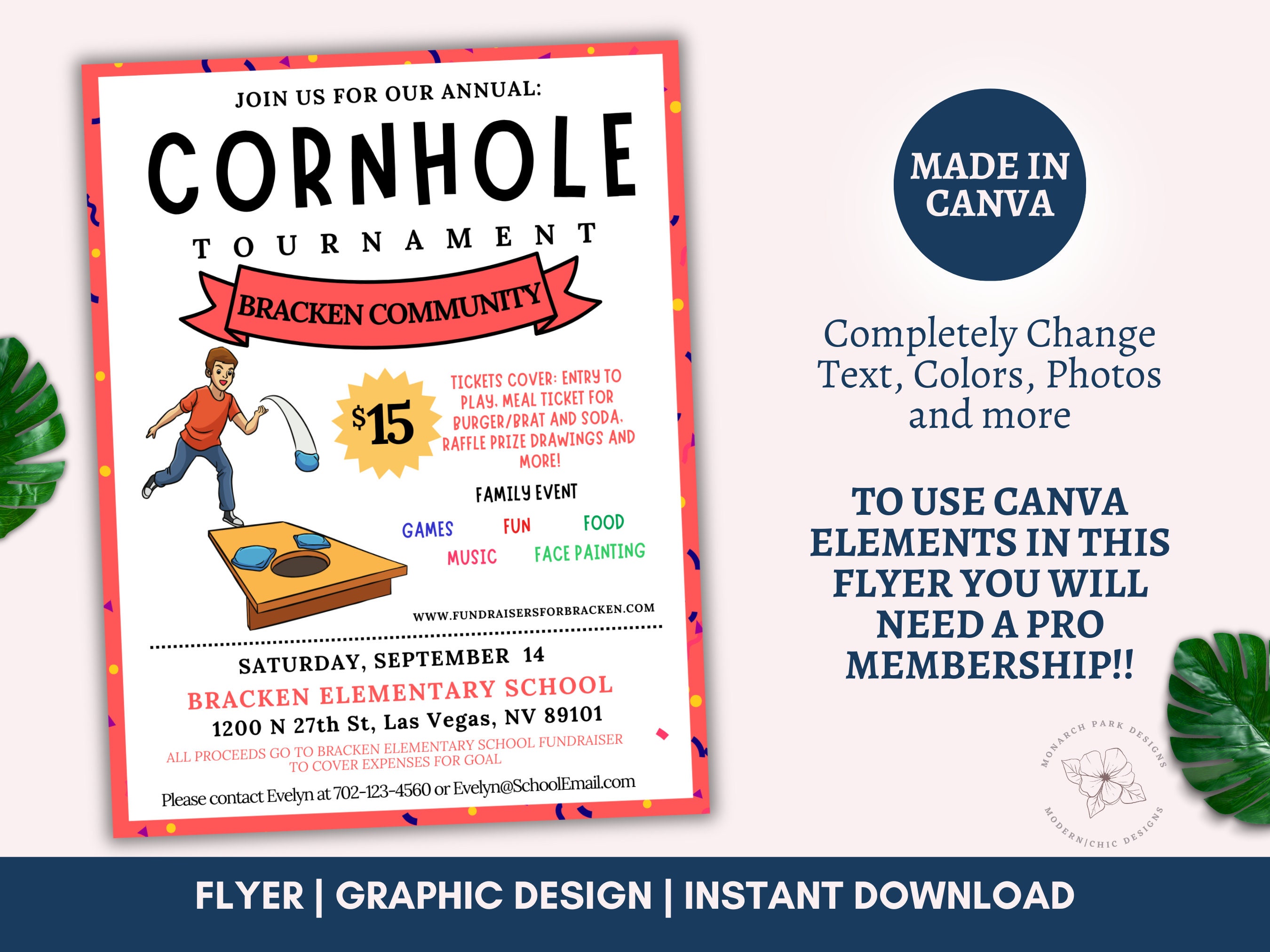 Editable Cornhole Tournament Flyer Template, Business School Church ...