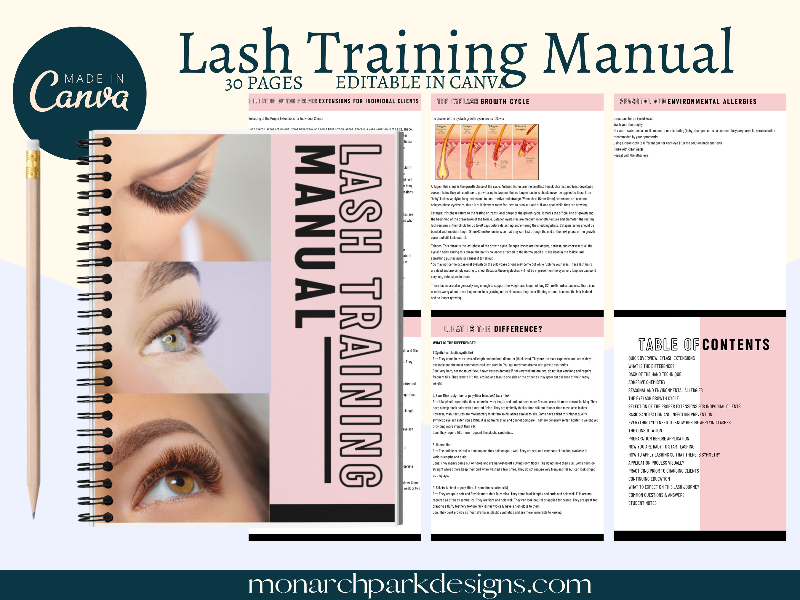 Lash Training Manual , Editable Lash Manual, Guide for Lash Technicians ...