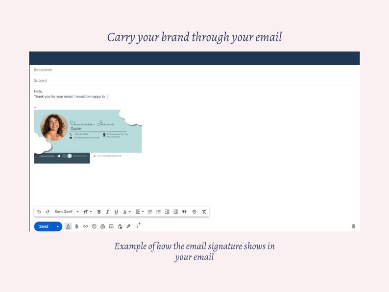 Virtual Assistant Email Signature Template, Outlook, Pink, Pretty Gmail ...