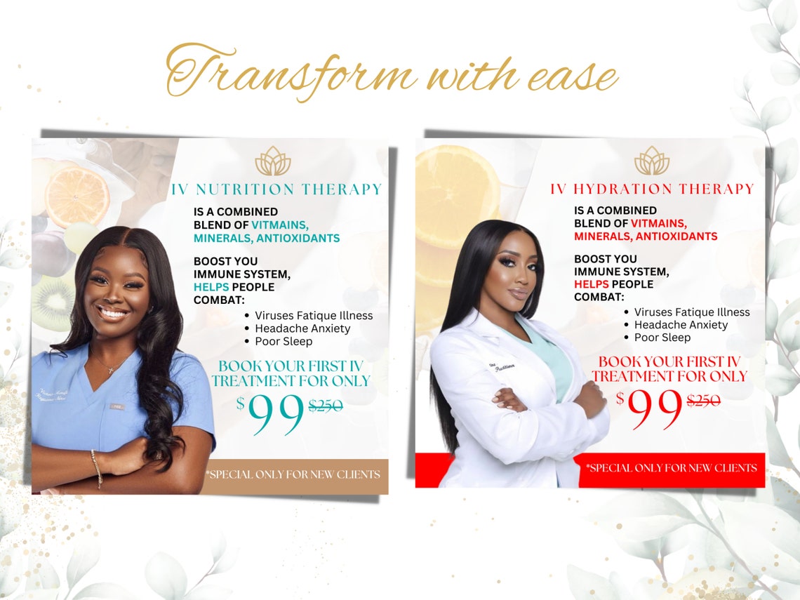 IV Hydration Flyer Template: Canva Editable, Vitamin Therapy Marketing ...