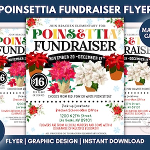 Poinsettia Fundraiser Flyer, Christmas School Church Pto Pta, Holiday ...