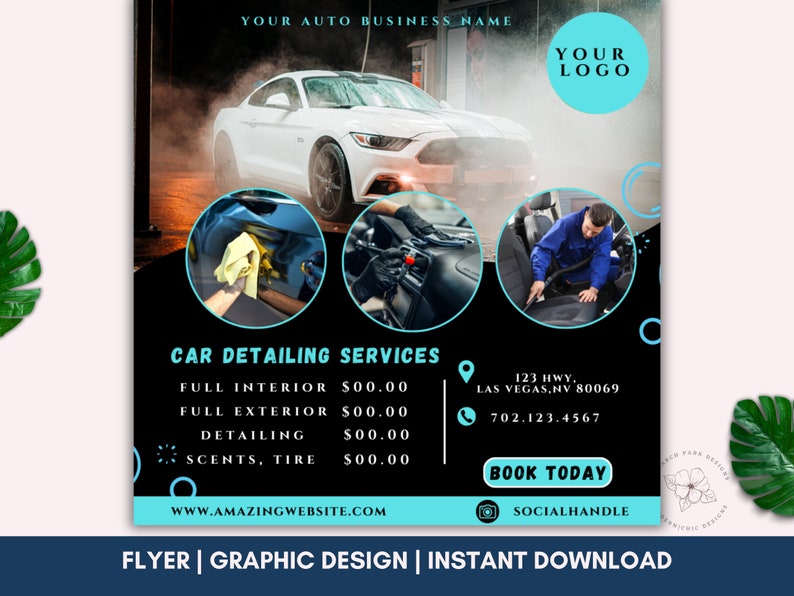 Car Detailing Flyer Template, Car Wash Canva Template, Auto Detailing ...