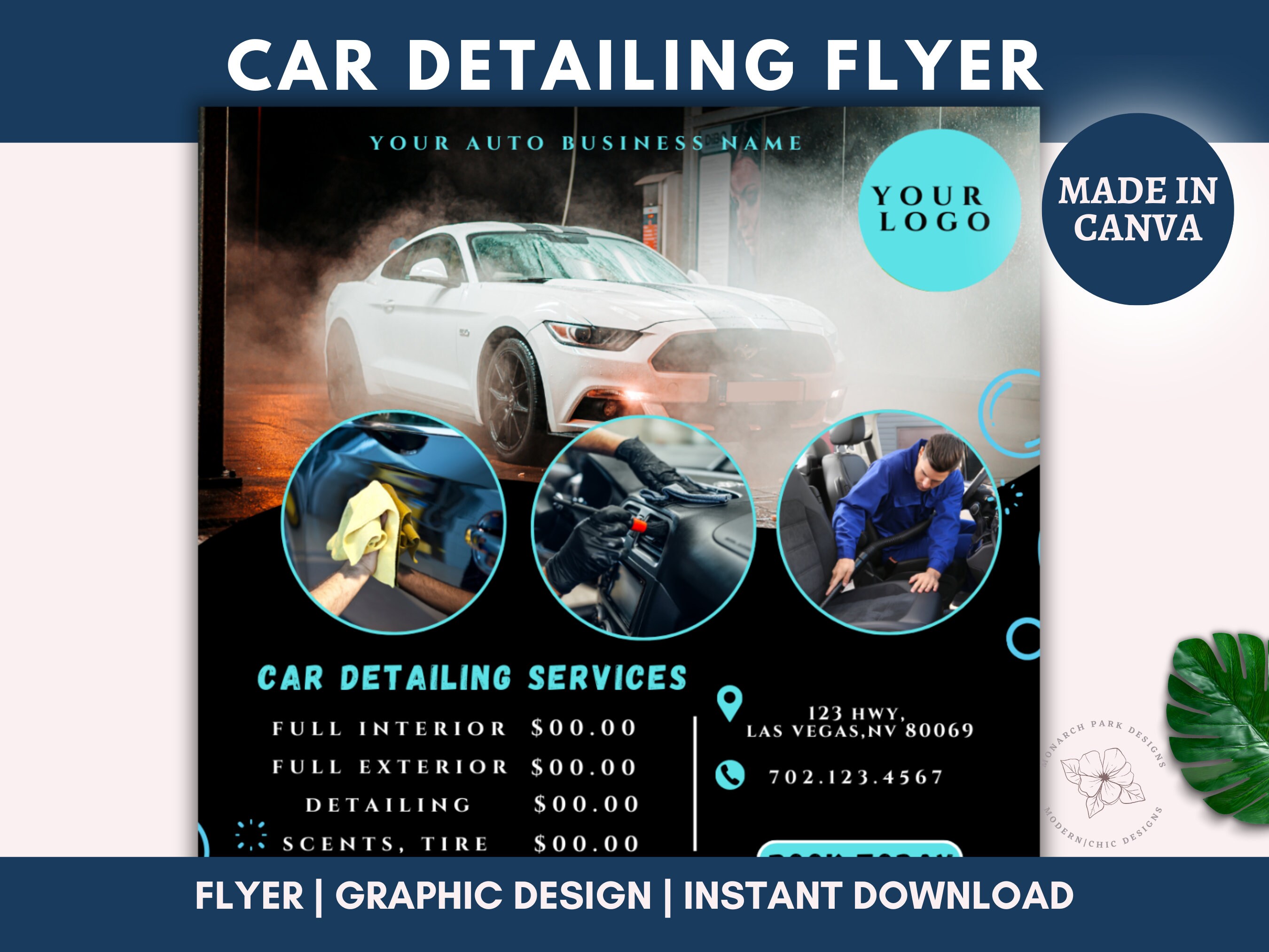 Car Detailing Flyer Template, Car Wash Canva Template, Auto Detailing ...