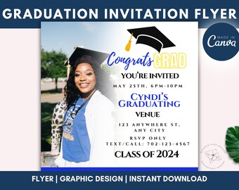 Graduation Flyer, DIY Flyer Template Designs, Grad Announcement Flyer ...