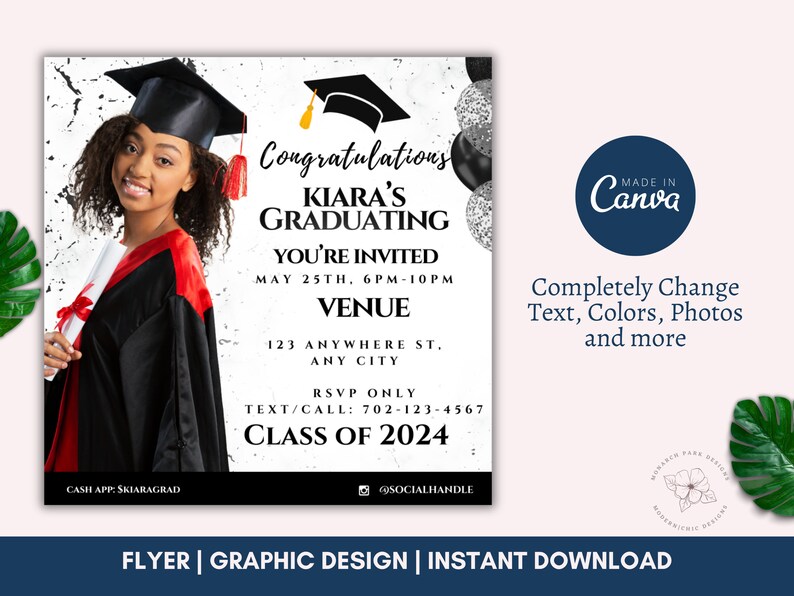 Graduation Flyer, DIY Flyer Template Designs, Grad Announcement Flyer ...