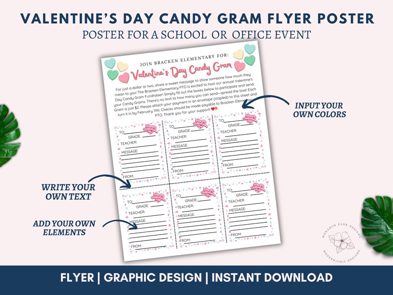 EDITABLE Valentine's Day Candy Gram Flyer, Nonprofit Fundraiser ...