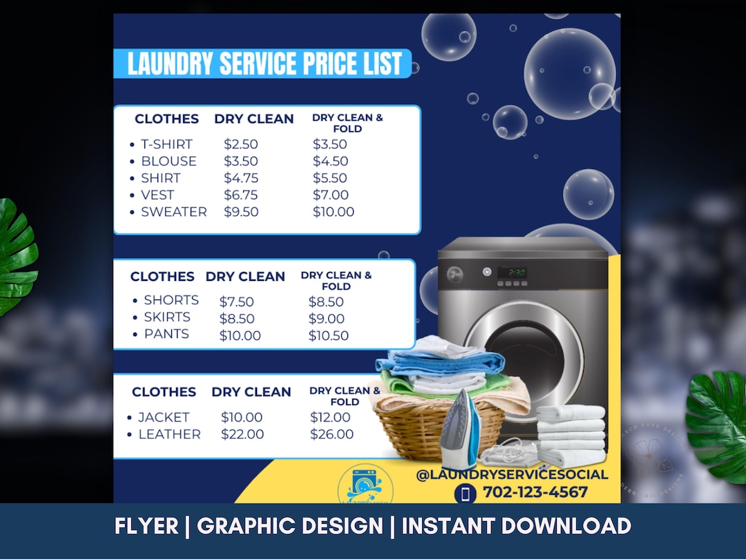 Laundry Service Price List Flyer, Editable Canva Template (instagram ...