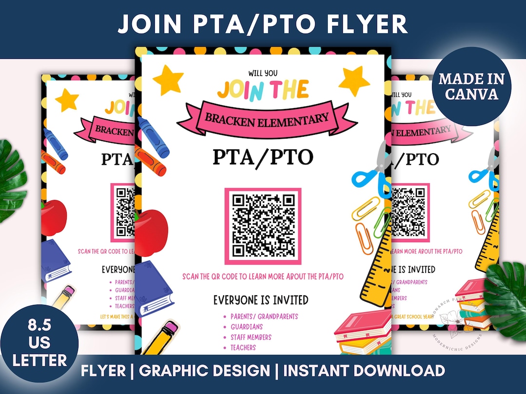 Join the Pto Flyer, School Pta Recruitment Flyer With QR Code ...