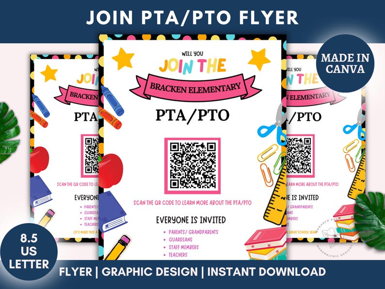 Join the Pto Flyer, School Pta Recruitment Flyer With QR Code ...