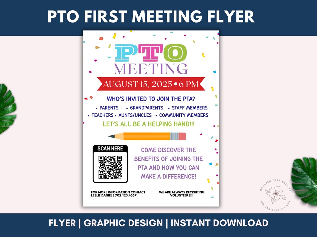 EDITABLE PTO PTA Meeting Informational Flyer, Printable Handout, School ...