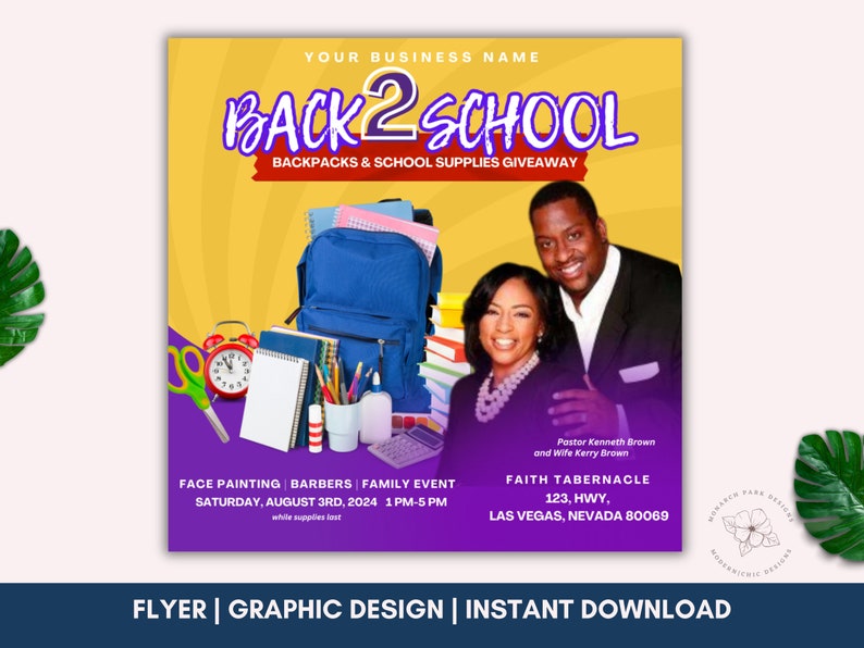 Editable Flyer Template, Backpack Giveaway, Back to School Event, Back ...