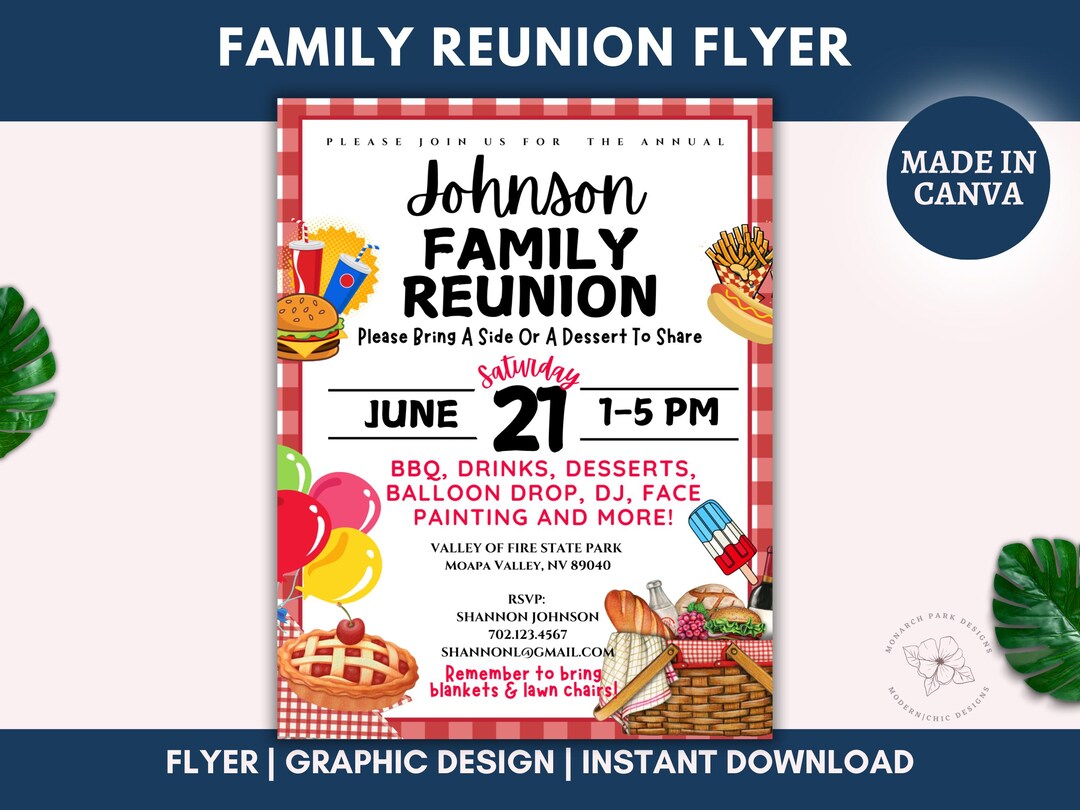 Family Reunion Flyer Template, Editable Cousin Reunion Invite, Family ...