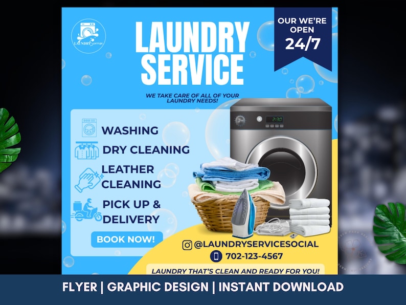 Laundry Service Flyer Template, Editable Canva Design (instagram Post ...