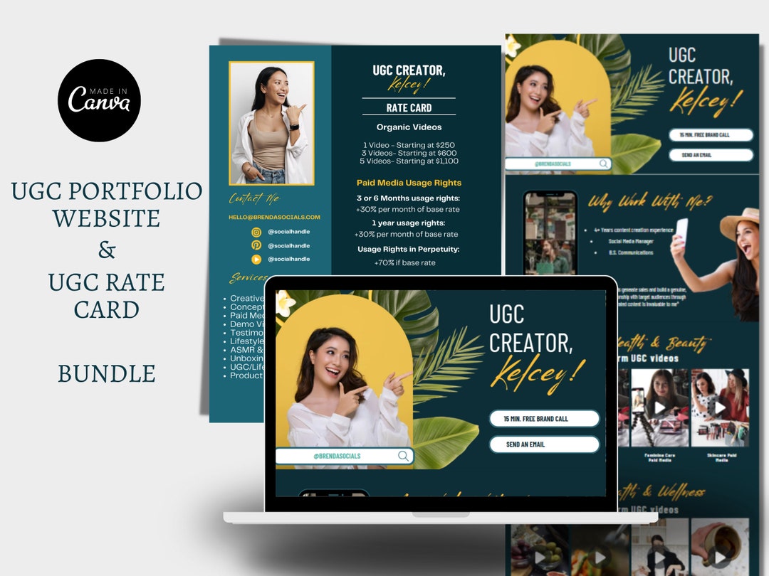 UGC Portfolio Website, UGC Rate Card Bundle, Influencer Media Card ...