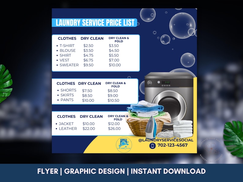 Laundry Service Price List Flyer, Editable Canva Template (instagram ...
