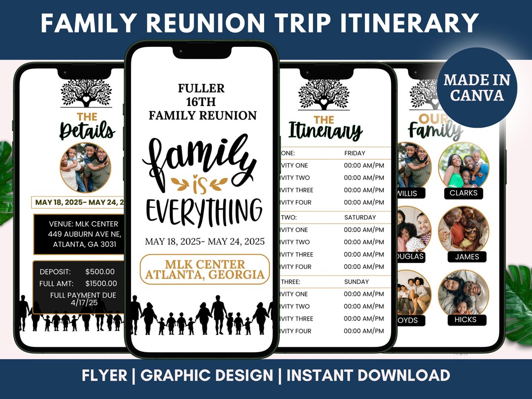 Digital Family Reunion Itinerary Template: Family Tree Design (canva ...