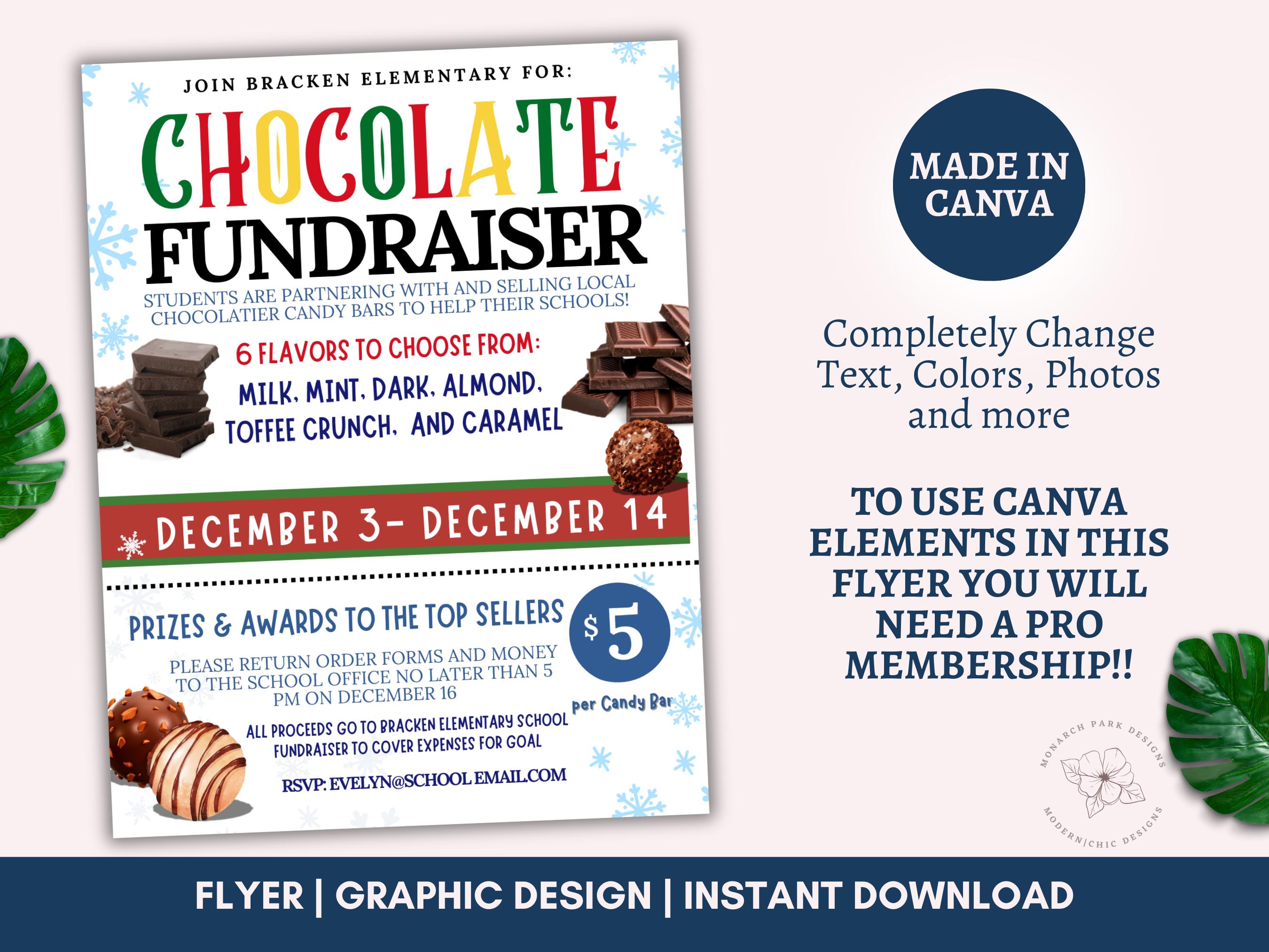 Editable Chocolate Fundraiser Flyer, Printable PTA, PTO, School Church ...