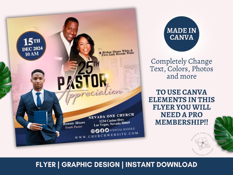 Editable Pastor Anniversary Flyer Template: Church Celebration (canva ...
