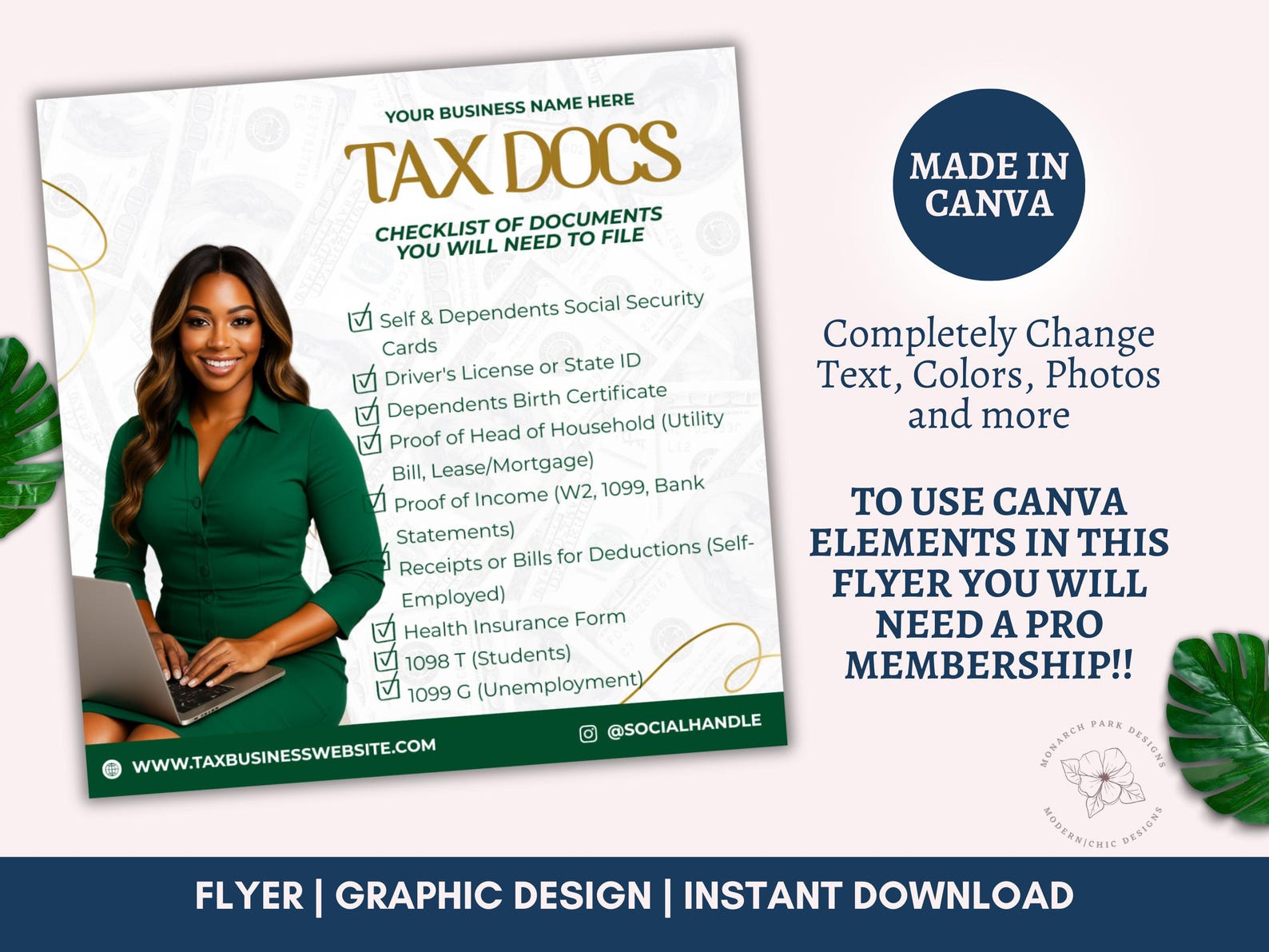 Tax Documents Checklist Flyer, Tax Prep Marketing (editable Canva ...