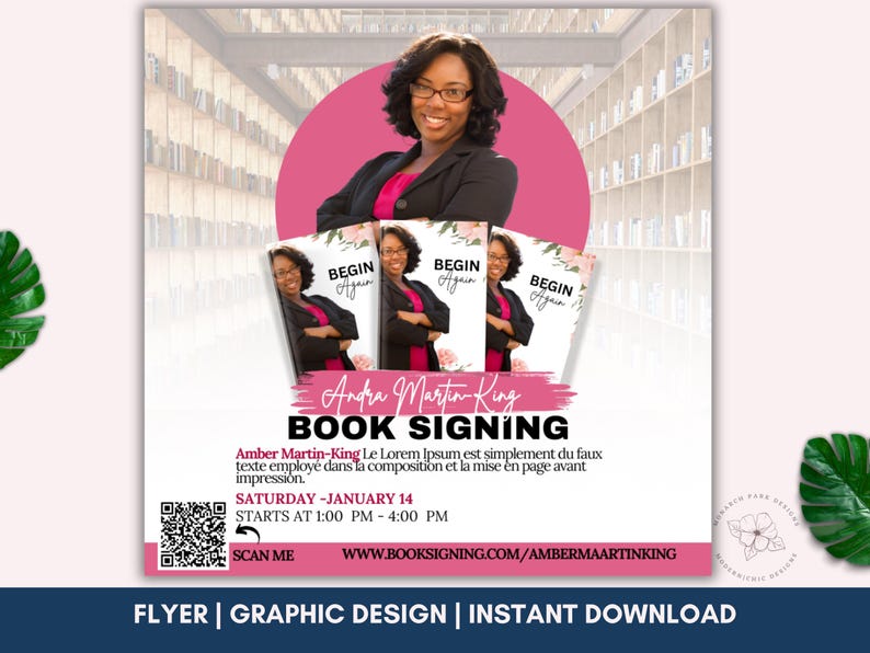 Editable Book Signing Flyer: Author Book Launch Template (canva Edit ...