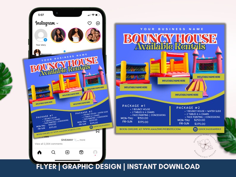 Editable Flyer Template, Bounce House Flyer, Kids Bouncy House, Jump ...
