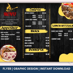 Editable Jamaican Food Restaurant Menu, Restaurant Marketing, Today's ...