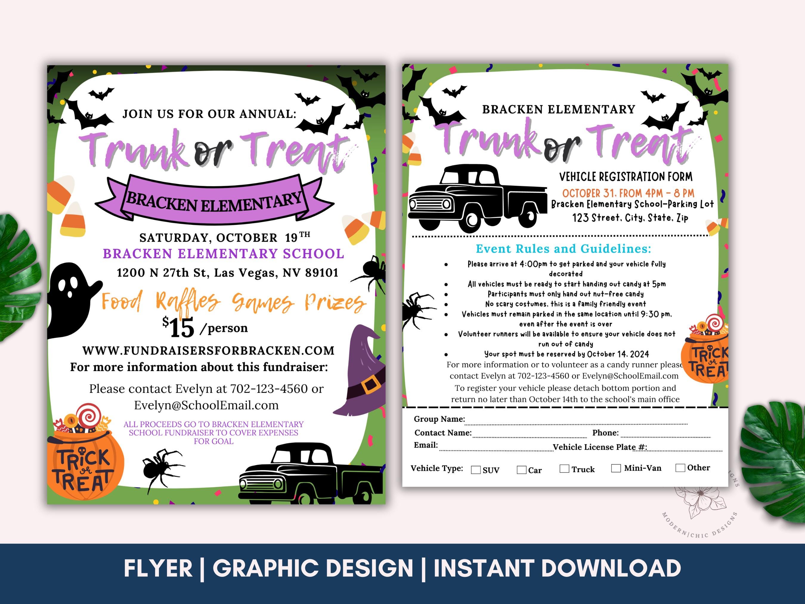 Editable Trunk or Treat Flyer and Sign up Sheet, Community Halloween ...