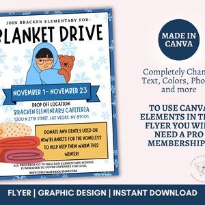Editable Blanket Drive Flyer, Charity Event Template (canva) - Etsy