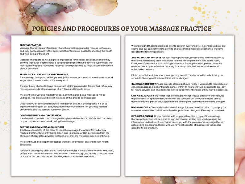 Massage Intake Form, Editable Massage Consent Form, Massage ...