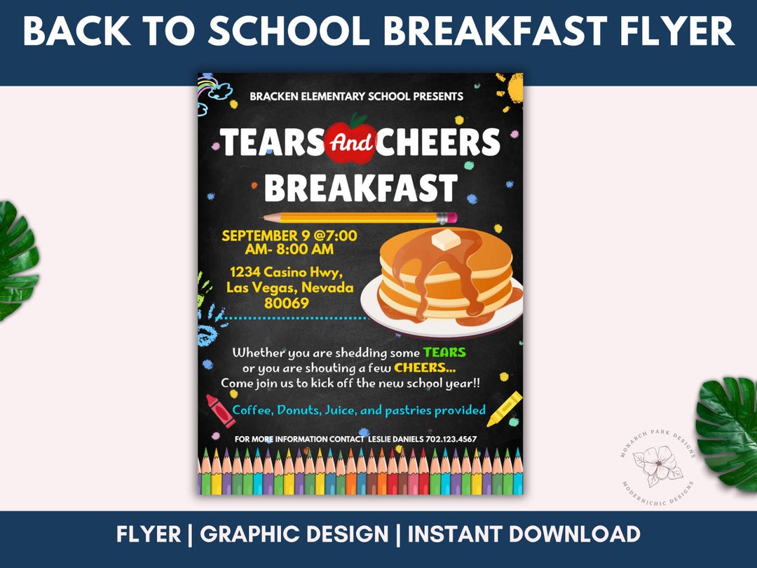 Editable Tears and Cheers Breakfast Flyer: School Fundraiser Invite ...