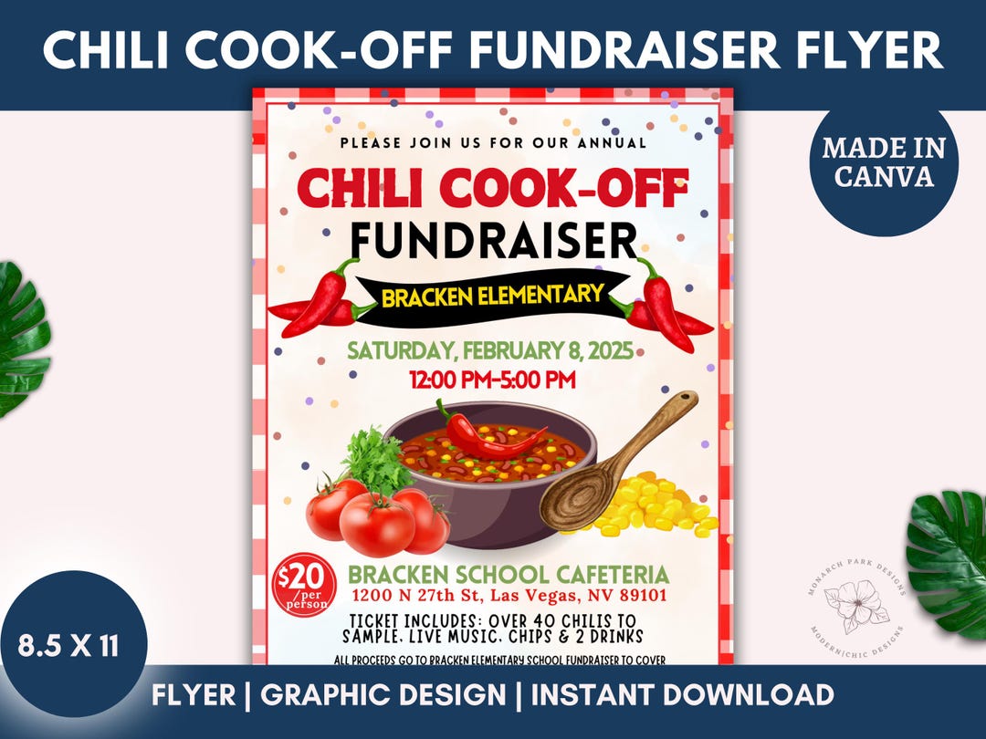 Editable Chili Cookoff Fundraiser Flyer | PTA PTO Event Poster, School ...