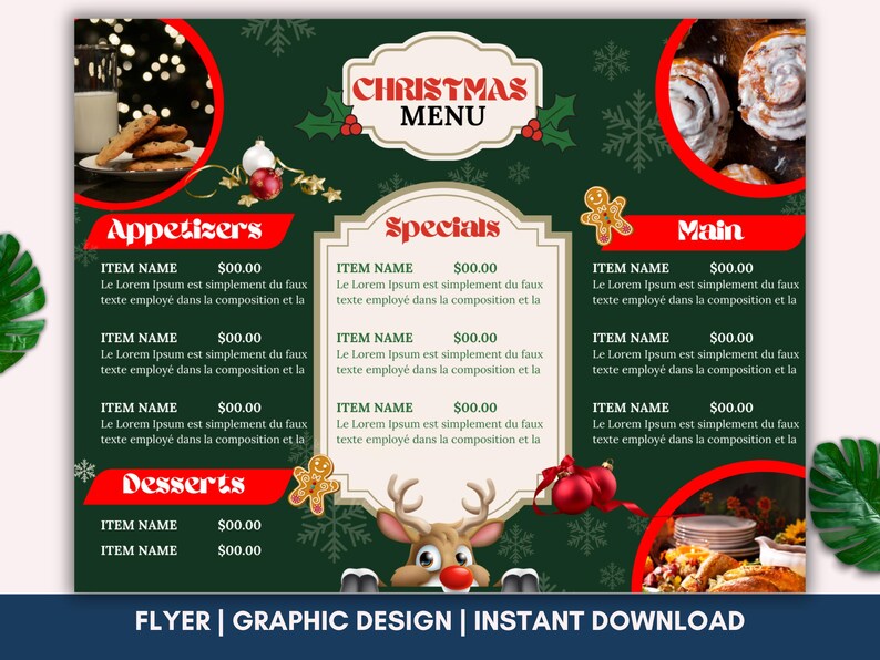 Editable Menu Template, Christmas Menu, Christmas Catering Menu, Cater ...