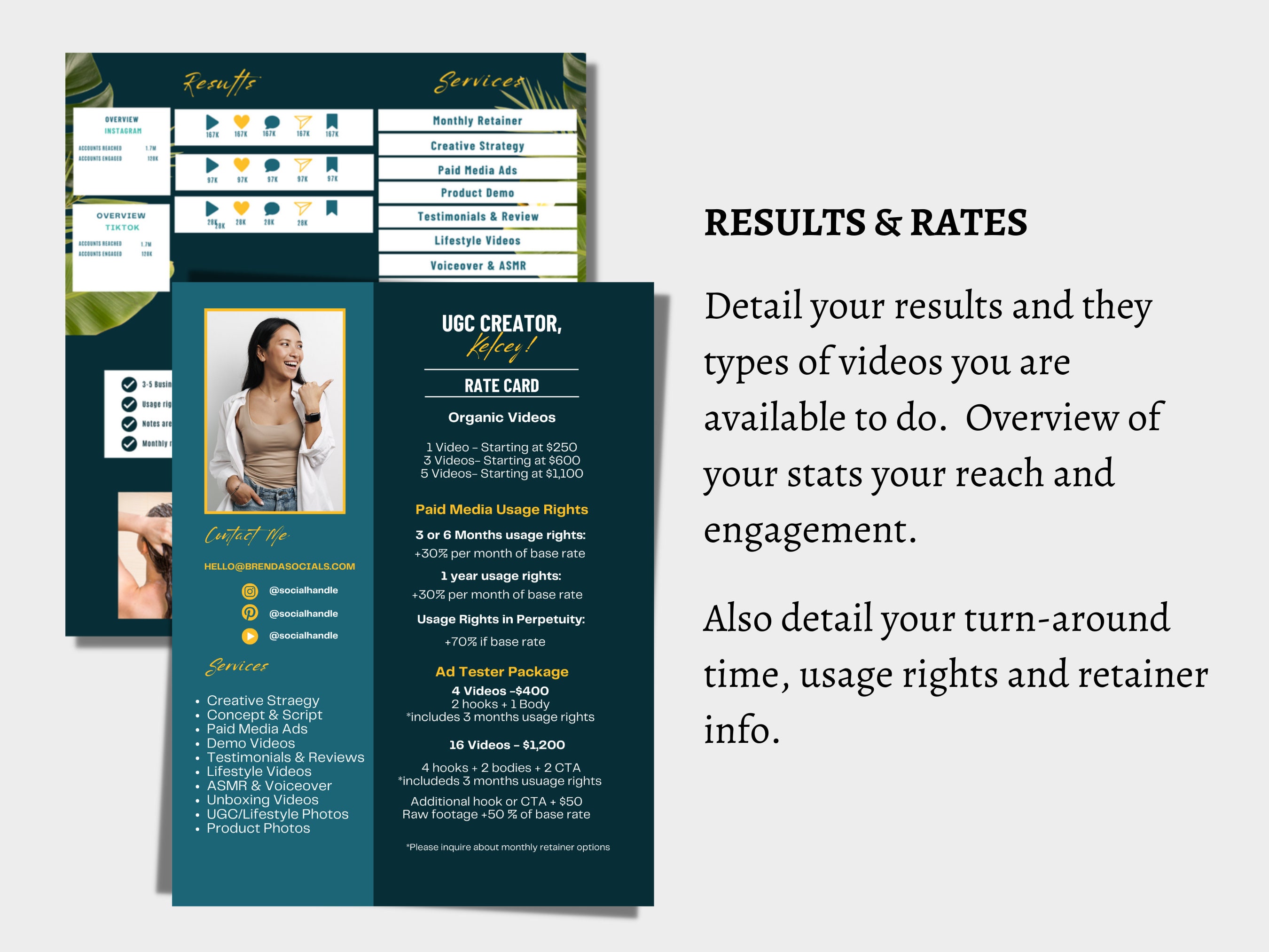 UGC Portfolio Website, UGC Rate Card Bundle, Influencer Media Card ...